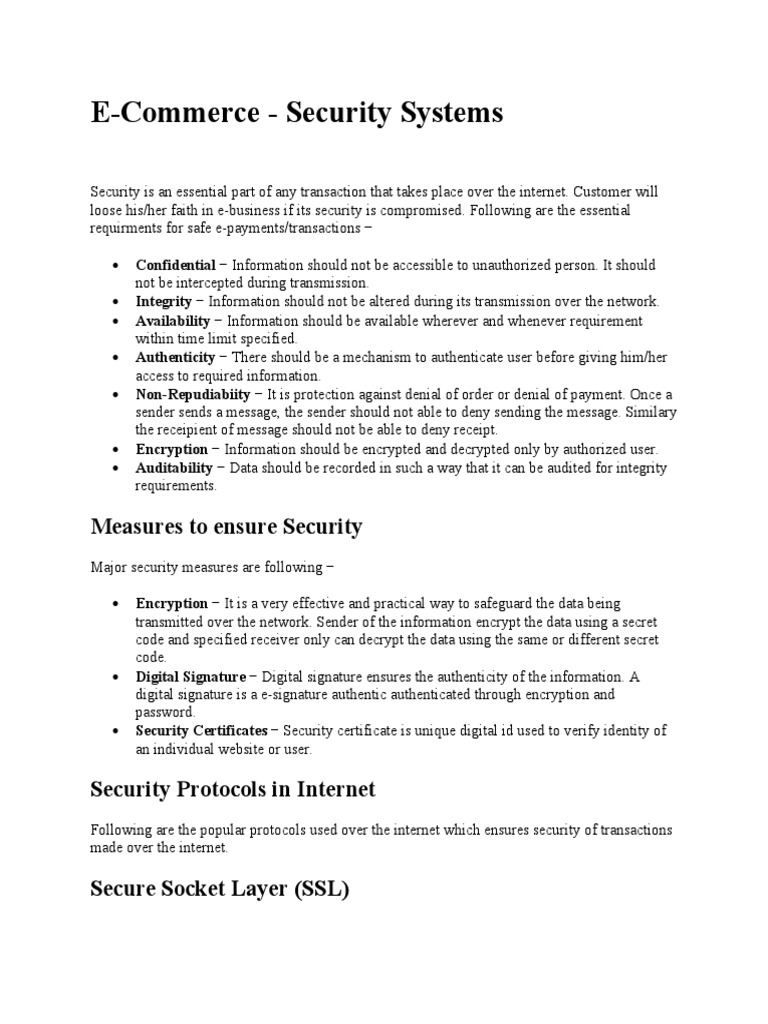 E-Commerce - Security Systems | PDF | Hypertext Transfer Protocol ...