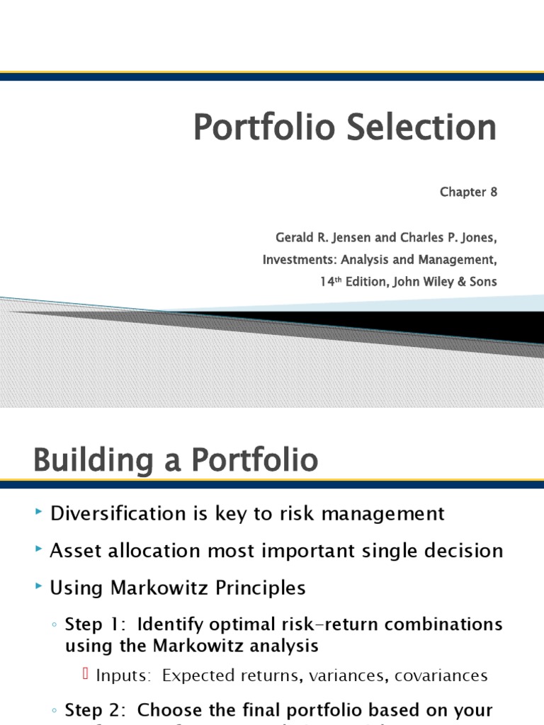 Building an Optimal Portfolio Using Markowitz Principles | PDF | Modern Portfolio Theory | Asset ...