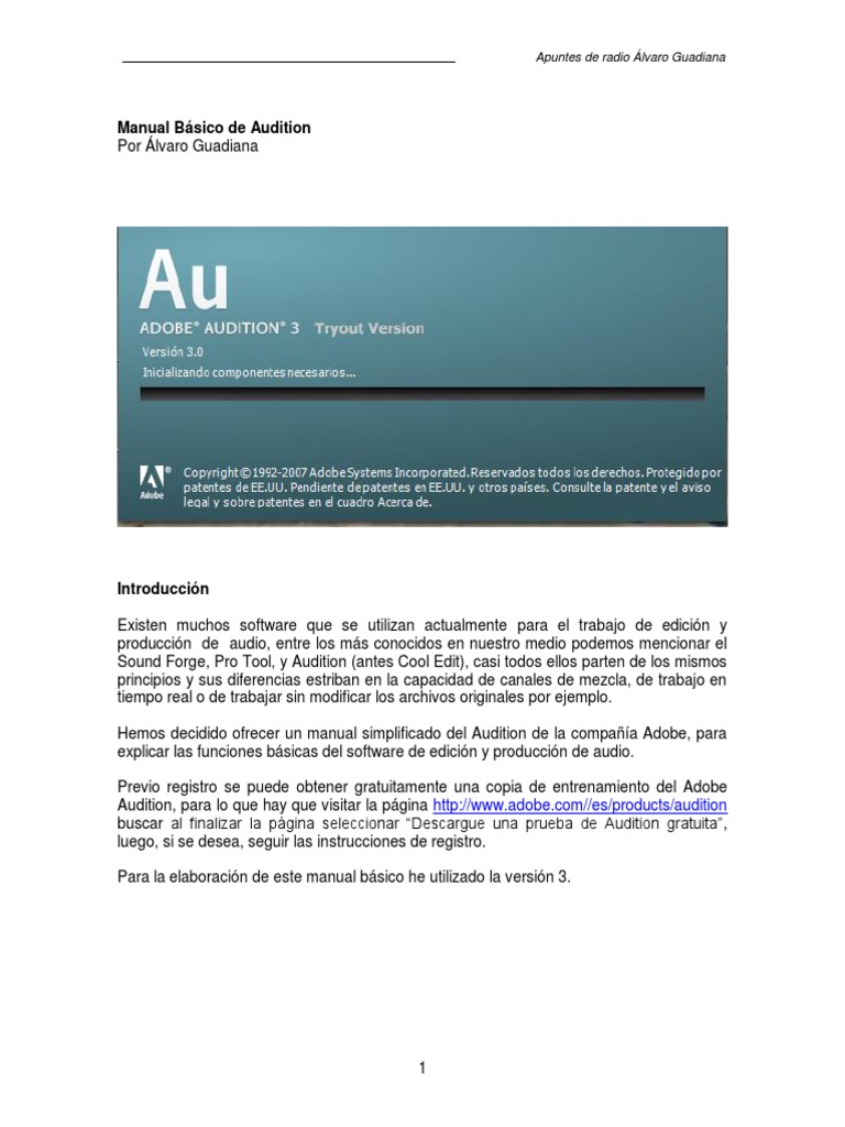 Introduccion Al Manual de Adobe Audition PDF | PDF | Archivo de computadora | Disco compacto