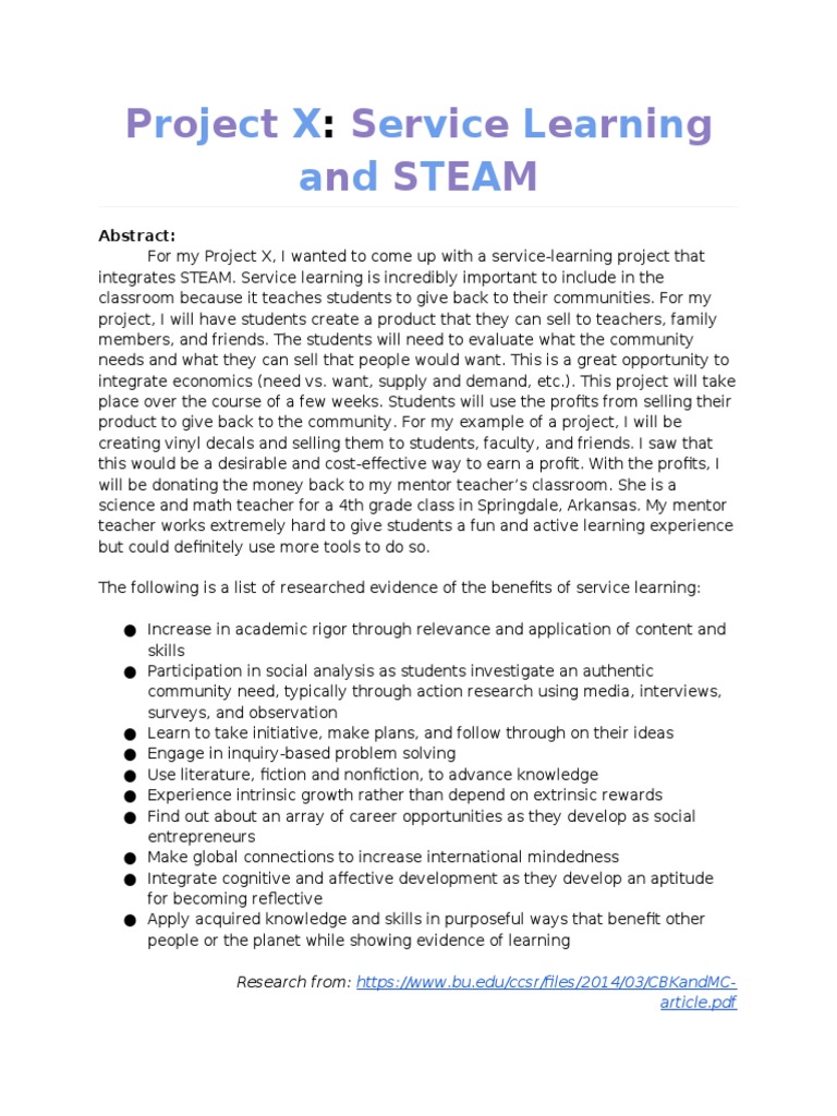 Project X | PDF | Service Learning | Design