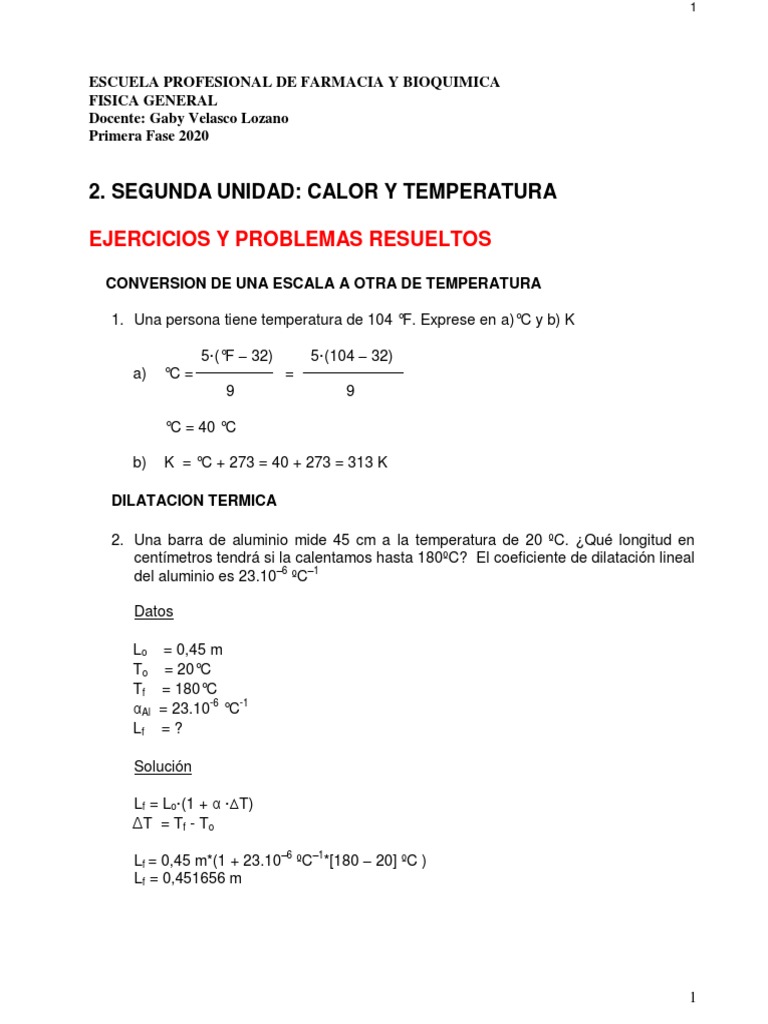 Ejercicios y Problemas Resueltos Calor y Temperatura | PDF | Caloría | Calor