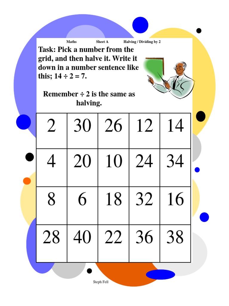 Maths Worksheet: Halving and Doubling Numbers | PDF