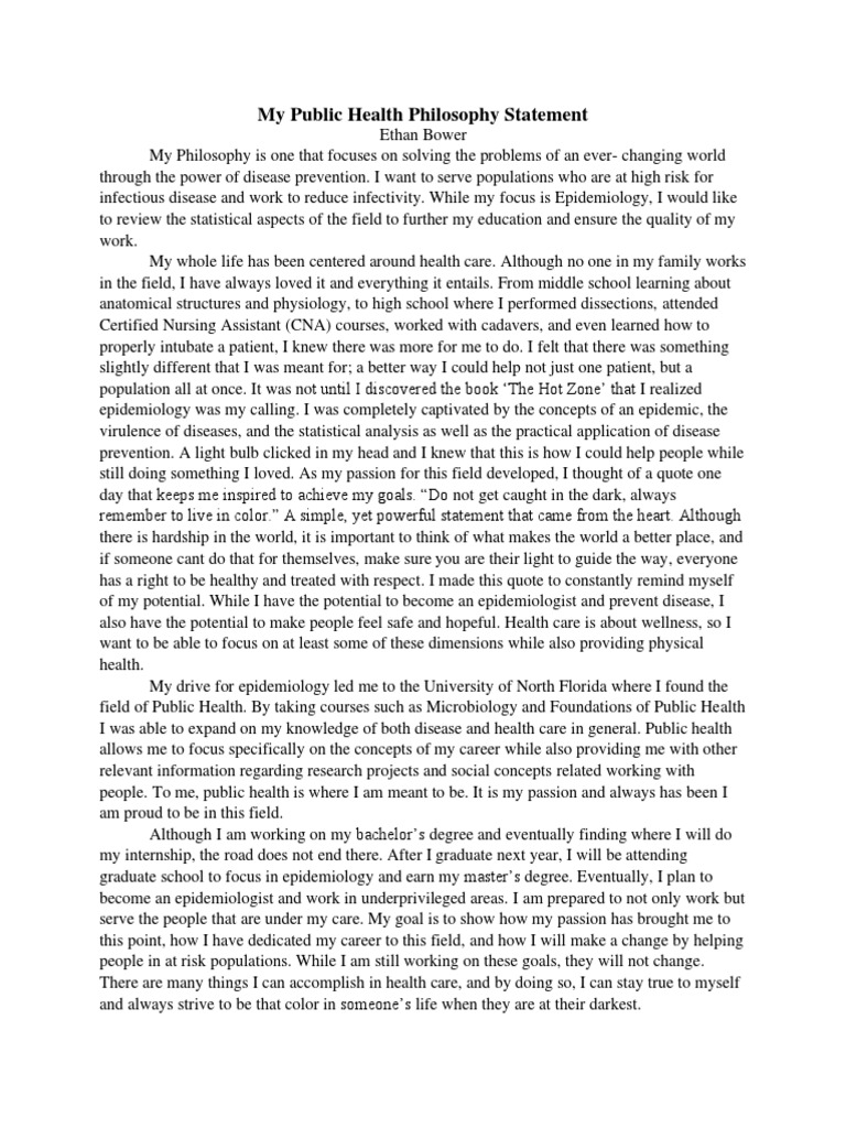 My Public Health Philosophy Statement | PDF | Epidemiology | Public Health
