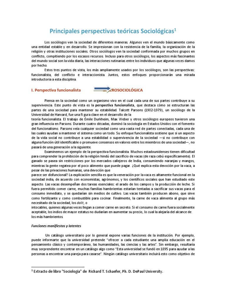 GUIA Principales Perspectivas Teóricas Sociológicas | PDF | Sociología ...