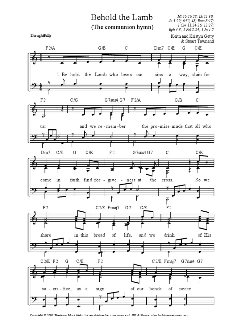 Behold The Lamb The Communion Hymn | PDF | Sacrifice | Jesus