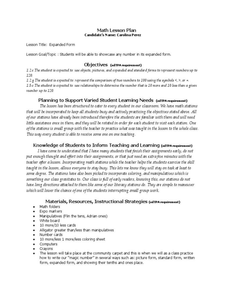 Math Lesson Plan | PDF | Lesson Plan | Teachers