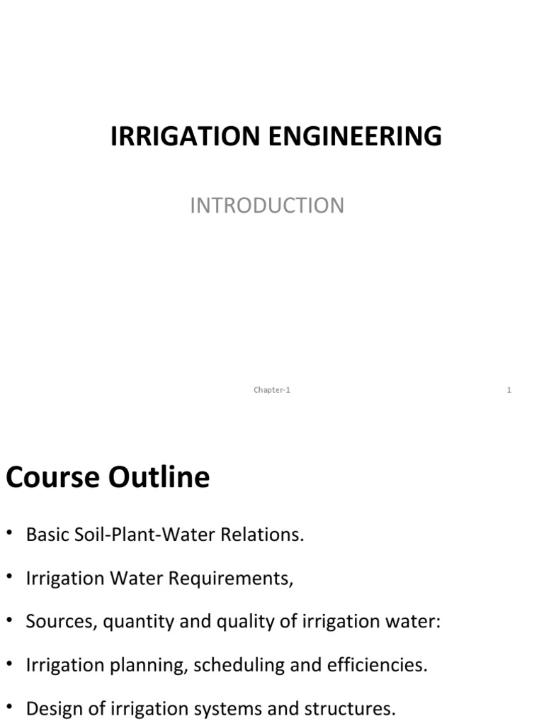 Irrigation Engineering: 1 Chapter-1 | PDF | Irrigation | Dam