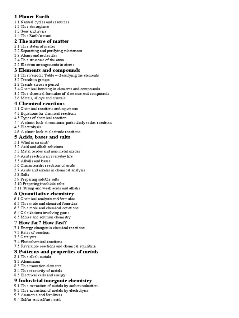 Cambridge Igcse Chemistry Book Topics | PDF | Chemical Reactions ...