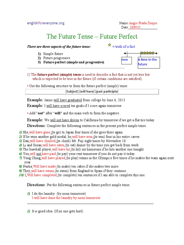 Future Perfect Tense Explained | PDF | Grammatical Tense | Languages