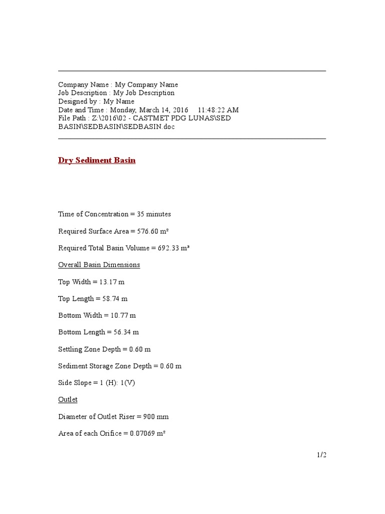Dry Sediment Basin | PDF | Career & Growth | Business