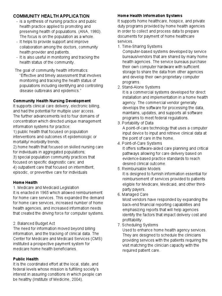 Community Health Application: Home Health Information Systems | PDF ...