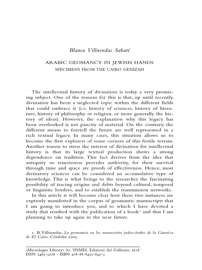 Arabic Geomancy Manuscripts in the Cairo Genizah | PDF