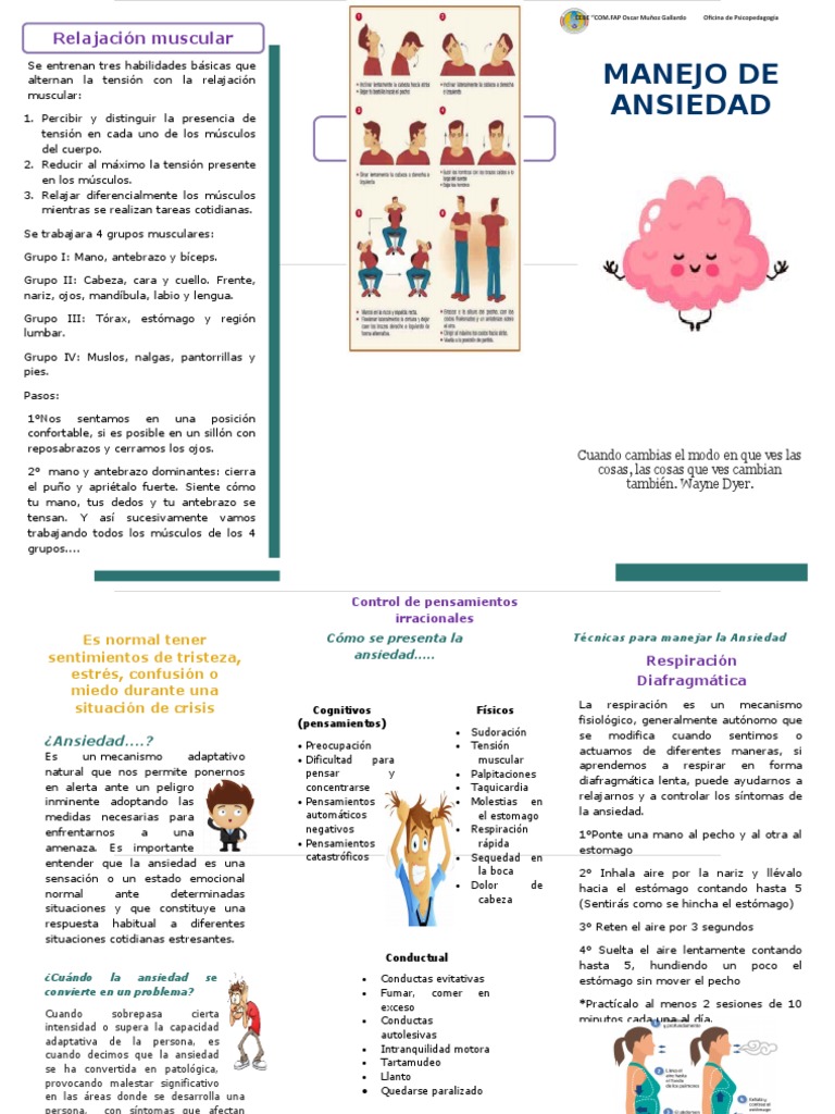 Triptico Manejo de Ansiedad | PDF | Ansiedad | Las emociones