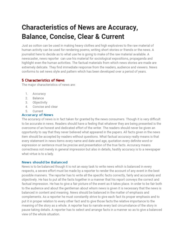 Characteristics of News Are Accuracy | PDF | News | Accuracy And Precision