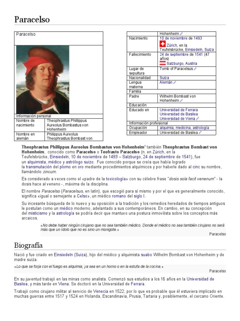 Biografia Paracelso | PDF | Science | Astronomía