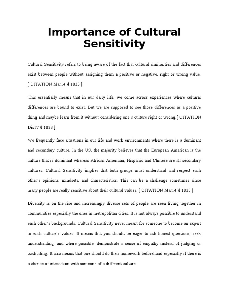 Importance of Cultural Sensitivity | PDF | Communication ...