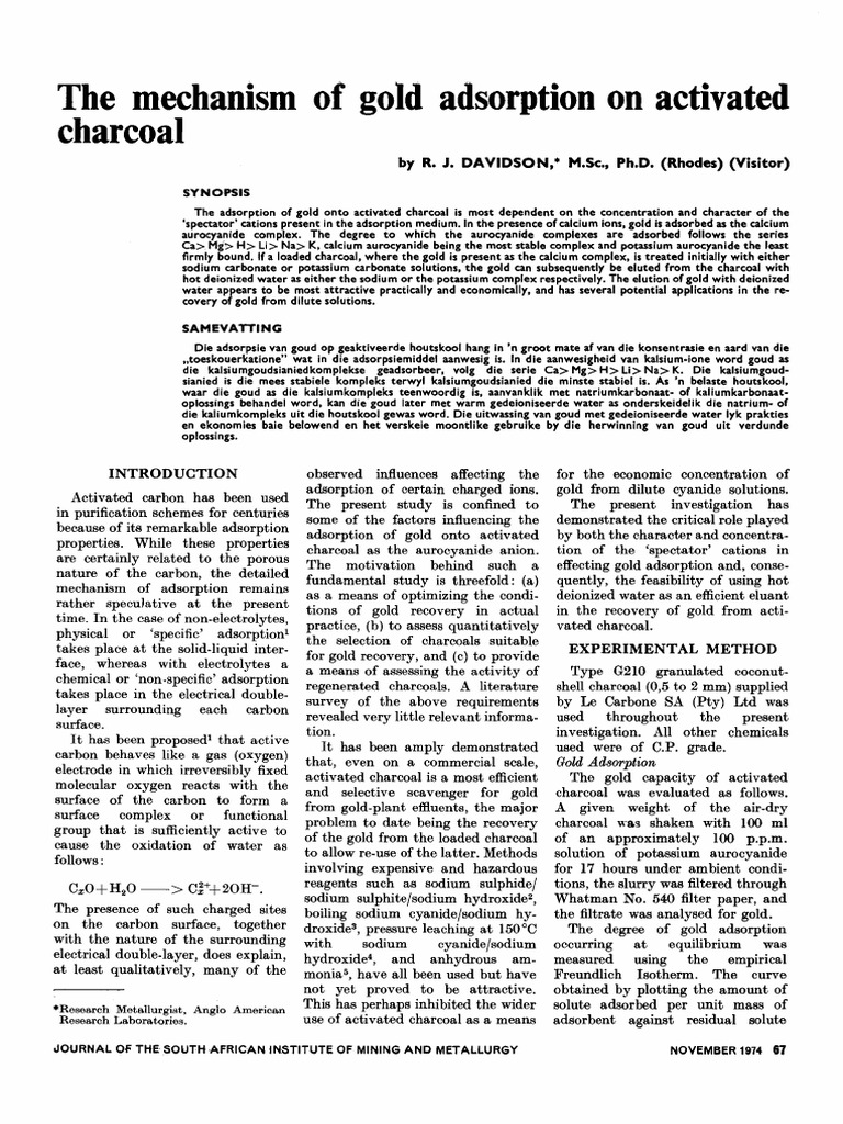 Mechanism of Gold Adsorption | PDF | Ph | Adsorption