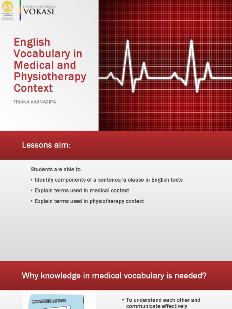 Medical and Physiotherapy Vocabulary Guide | PDF | Clause | Noun