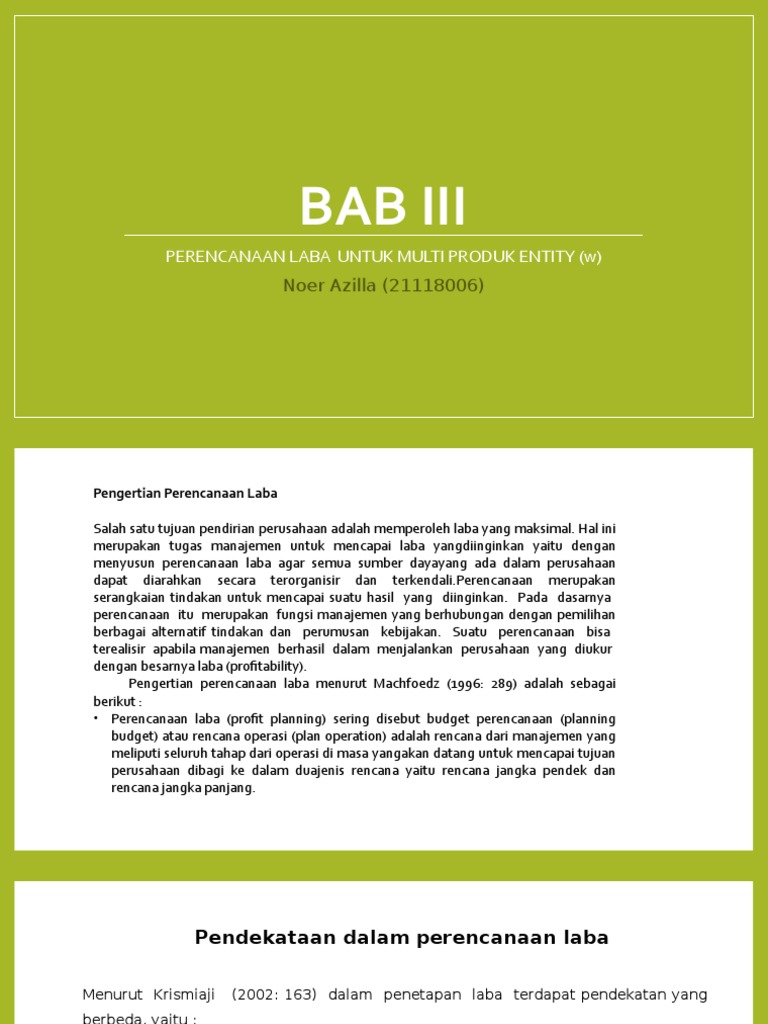 Perencanaan Laba Multi Produk | PDF | Pengelolaan Keuangan & Uang