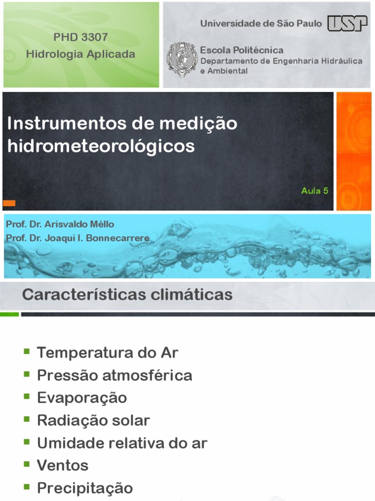 Aula 5 - Instrumentos Hidrometeorológicos | PDF | Termômetro | Umidade