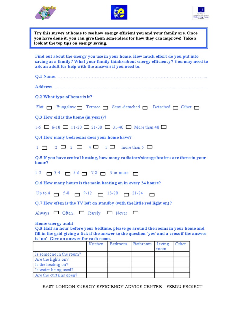Energy Audit Survey at Home | PDF | Energy Conservation | Engineering ...