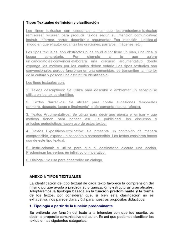 Tipos Textuales Definición y Clasificación | PDF | Cartílago | Epitelio