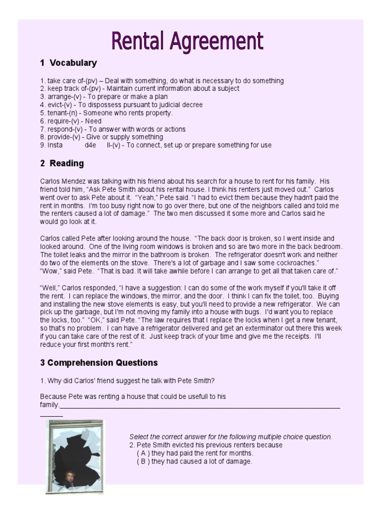 Renting Agreement Student Worksheet | PDF | Lease | Renting