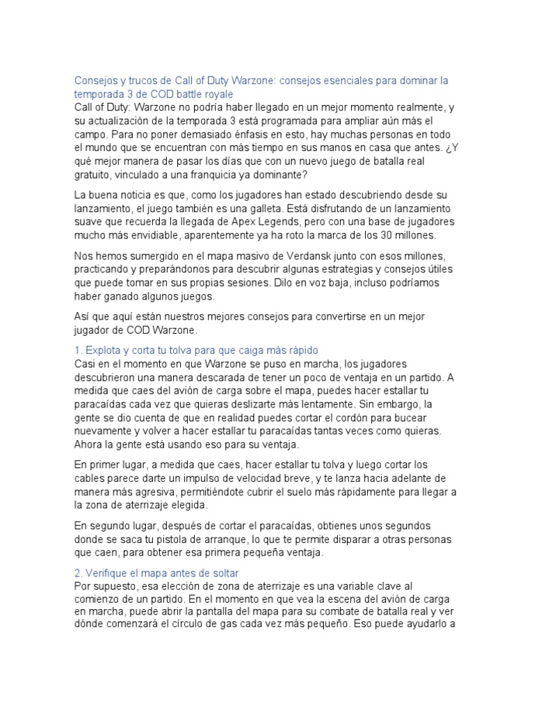 Trucos Esenciales para Dominio en Warzone | PDF | Juegos de rol | Ocio
