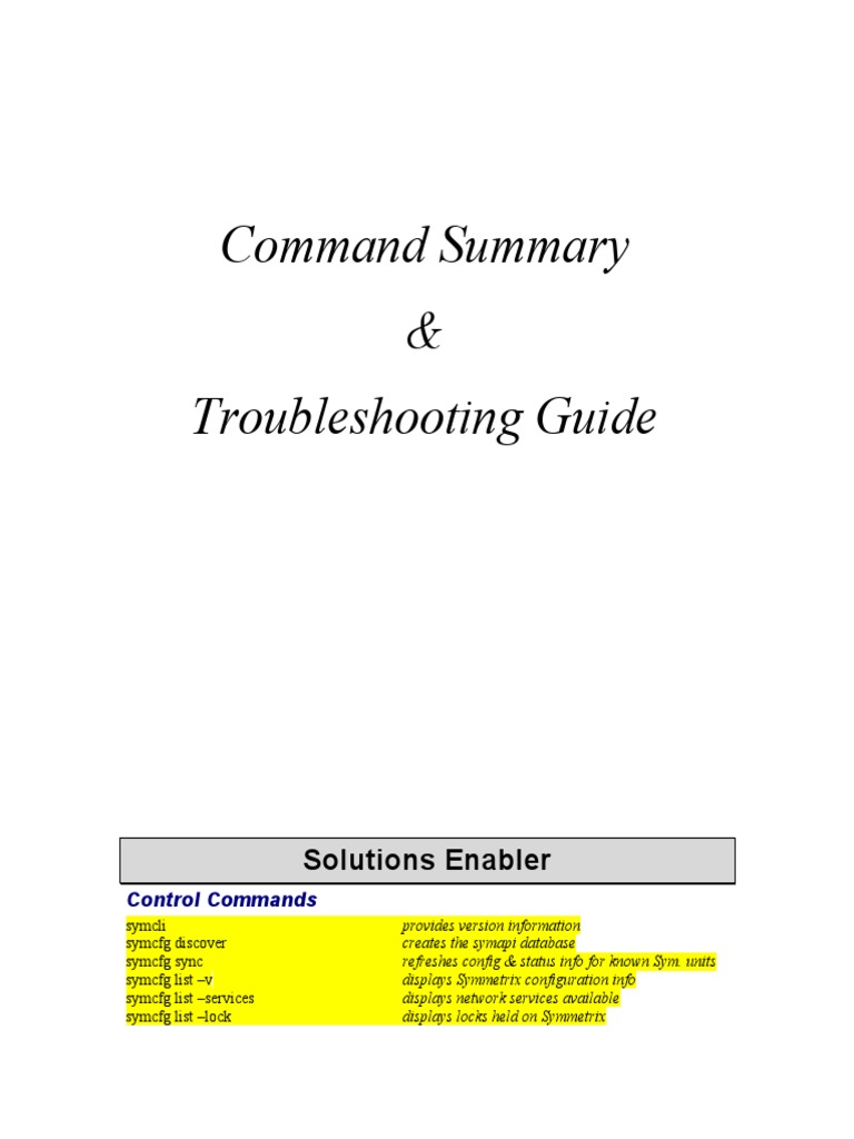 Command Summary & Troubleshooting Guide | PDF | Databases | Backup