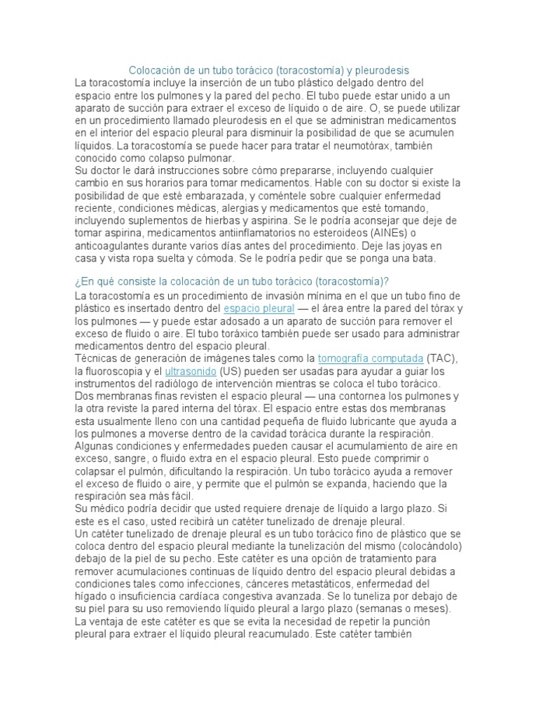 Colocación de Un Tubo Torácico | PDF | Ct Scan | Rayo X