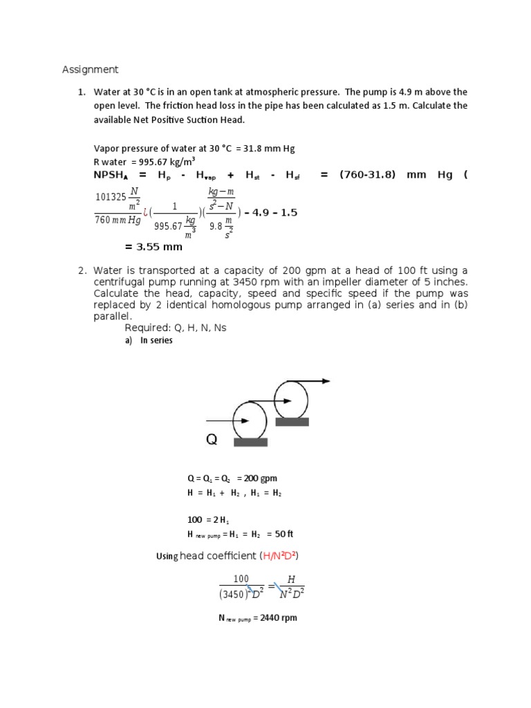 Net Positive Suction Head Calculation | PDF