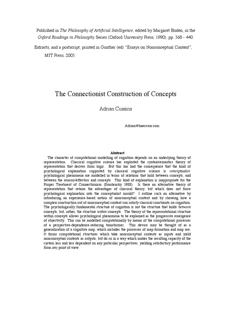 The Connectionist Construction of Concep PDF | PDF | Semantics ...