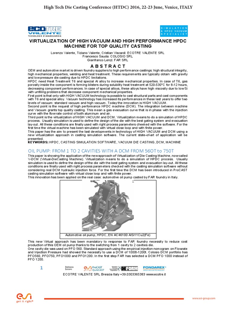 Virtualization High Vacuum and High Performance HPDC Machine Top ...