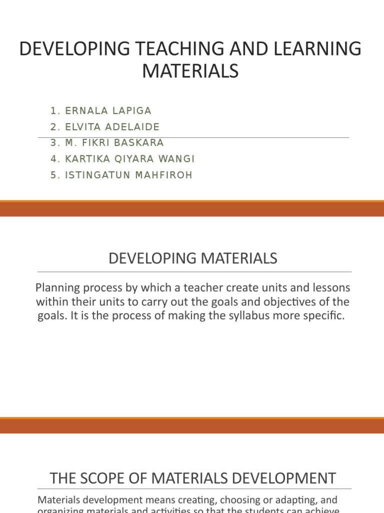 Developing Teaching and Learning Materials | PDF | Cognition | Learning