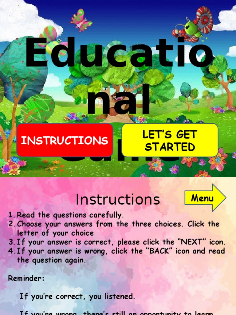 Educatio Nal Game: Instructions | PDF | Tempo | Musical Forms