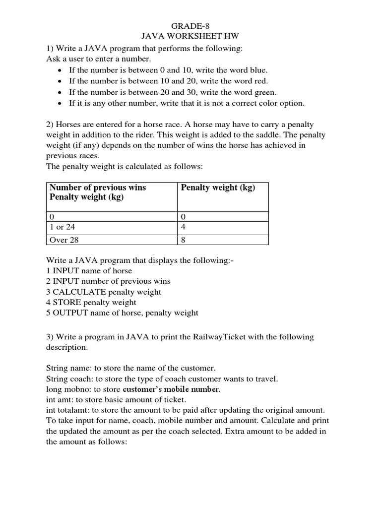 Java HW WS | Download Free PDF | Computing | Business