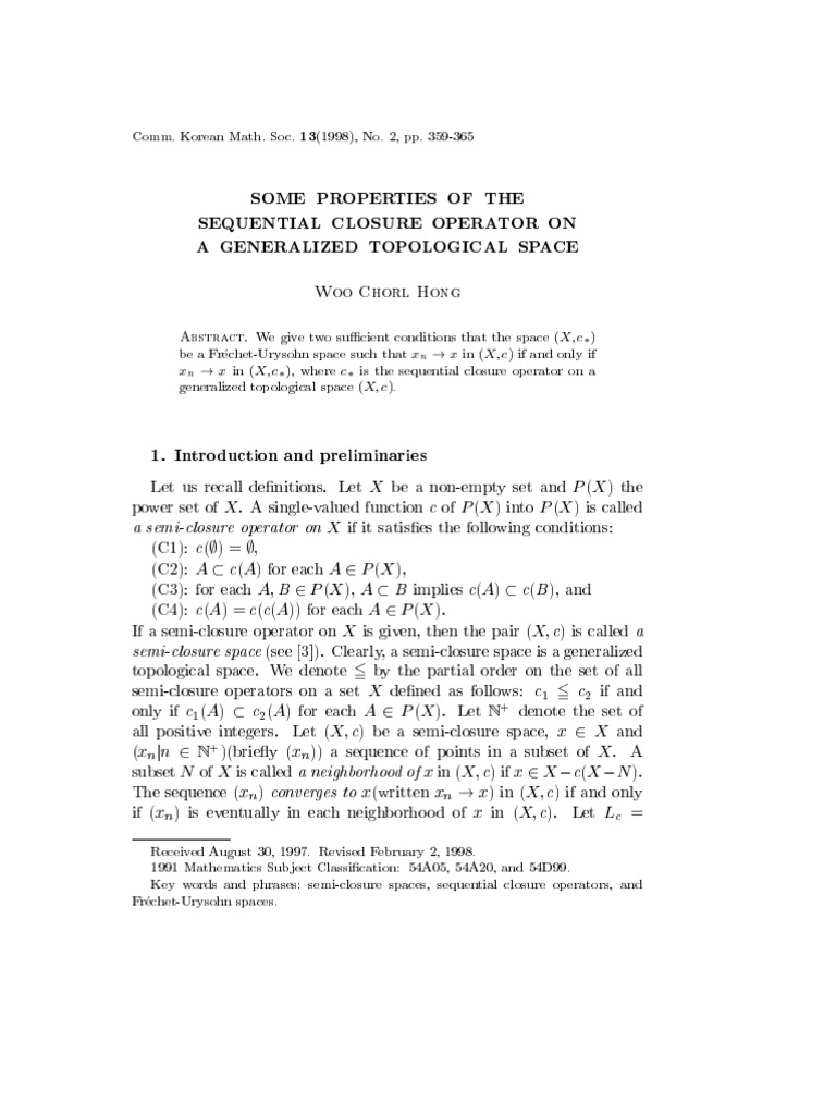 Some Properties of The Sequential Closure Operator On A Generalized ...