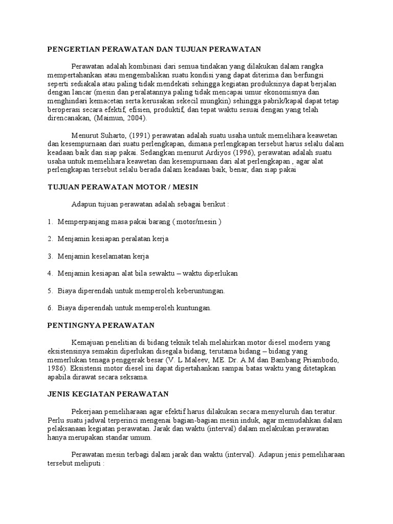 Pengertian Perawatan Dan Tujuan Perawatan | PDF