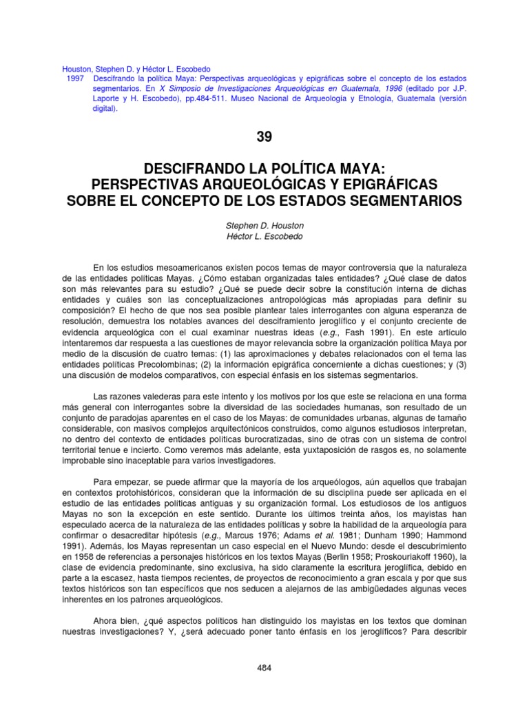 Descifrando La Política Maya-Houston y Escobedo PDF | PDF ...