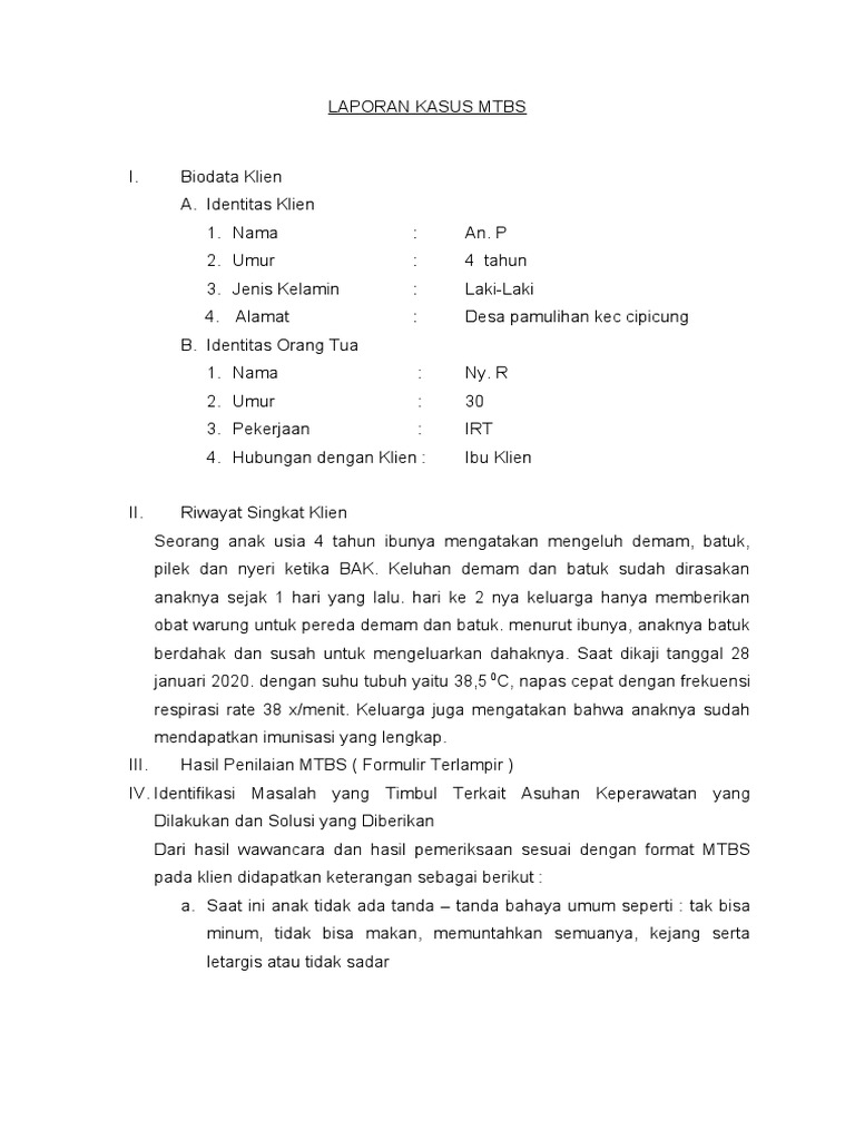 LAPORAN KASUS MTBS & KPSP Fix | PDF