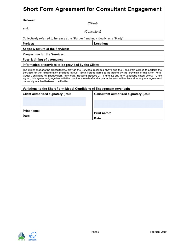 Contract Short Form Agreement 2019 V2 | PDF | Damages | Civil Law ...