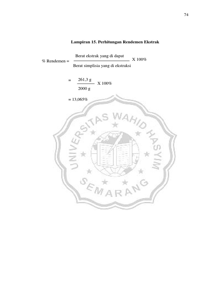 Lampiran 15. Perhitungan Rendemen Ekstrak | PDF