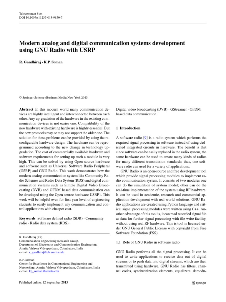 Gandhiraj2013 PDF | PDF | Frequency Modulation | Software Defined Radio