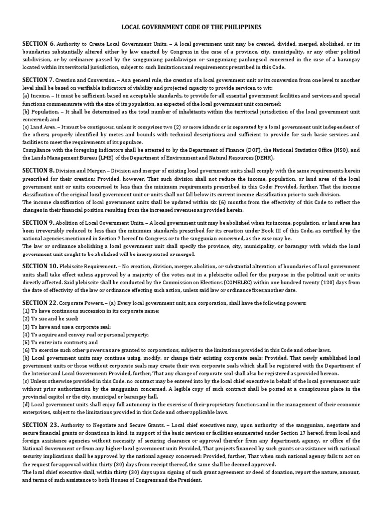 Local Government Code of The Philippines Section 6 | PDF | Oath Of ...