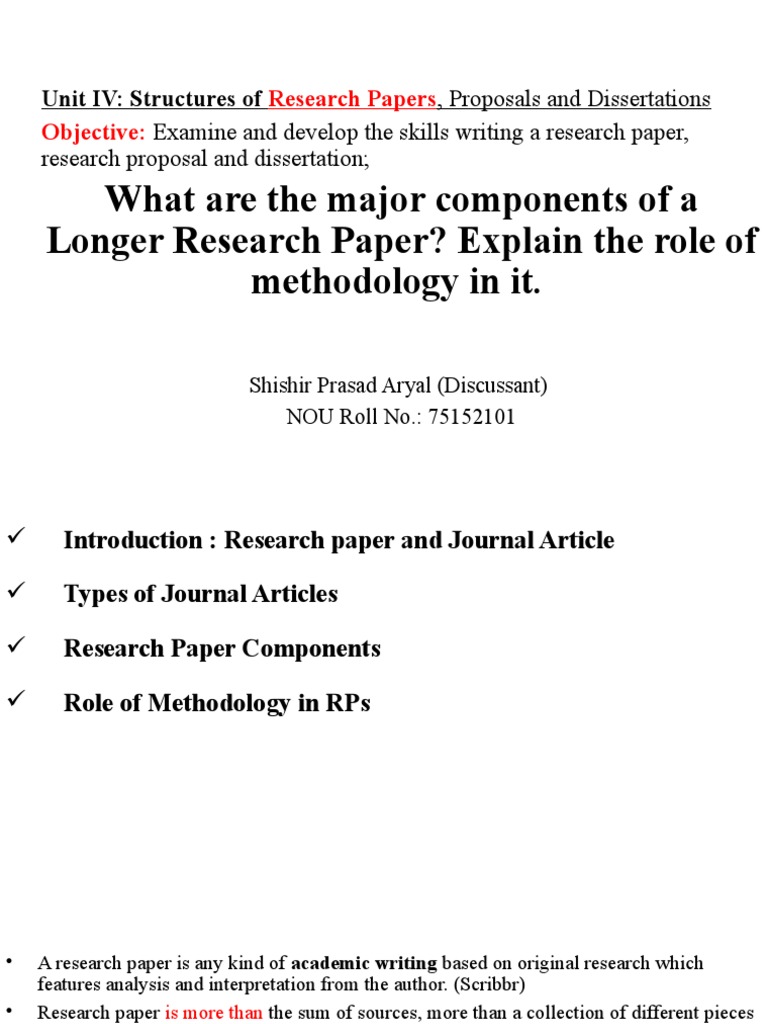 What Are The Major Components of A Longer Research Paper? Explain The ...