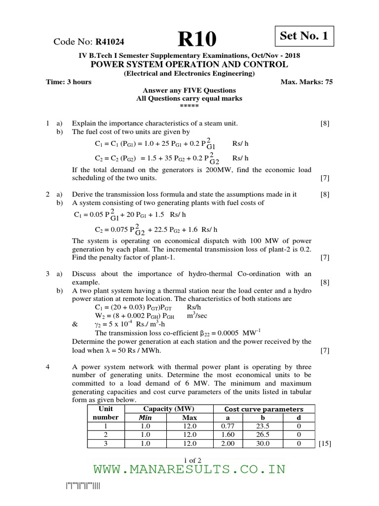 R41024112018 JNTUK Question Paper | PDF | Power Station | Electric ...