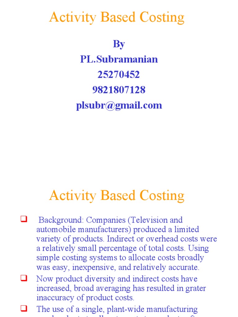 Understanding Activity Based Costing | PDF | Inventory | Supply Chain ...