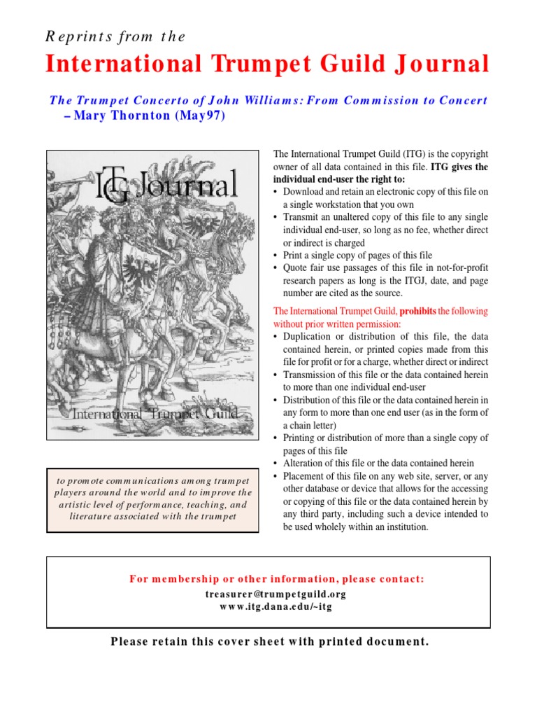 John William Trumpet Concerto Journal | PDF | Orchestras | Concerto
