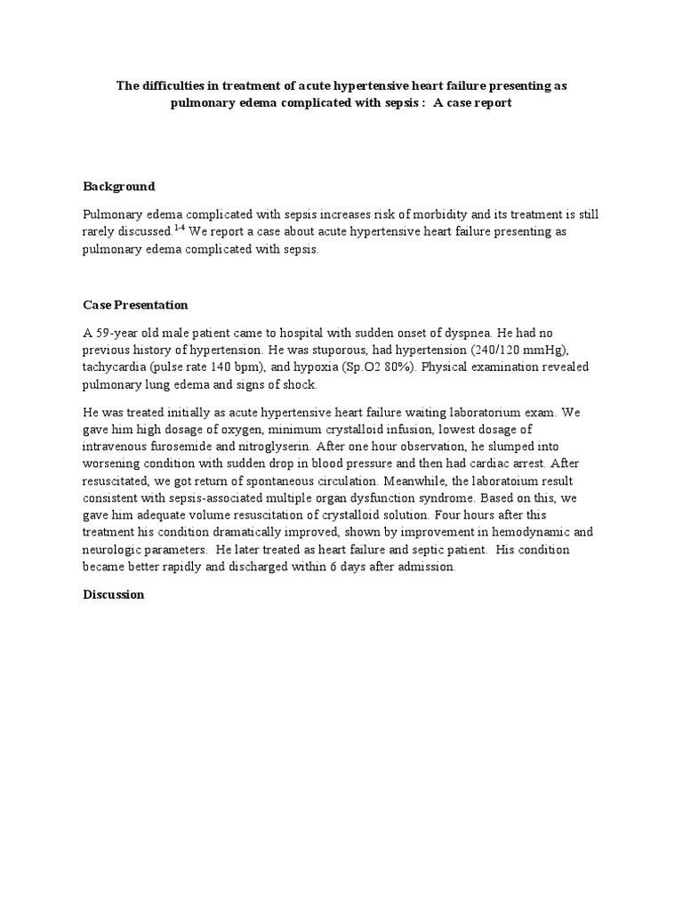 Acute Hypertensive Heart Failure Case Study | PDF