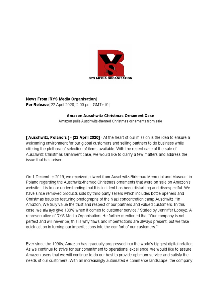 Amazon Press Release | PDF | Public Sphere | Communication